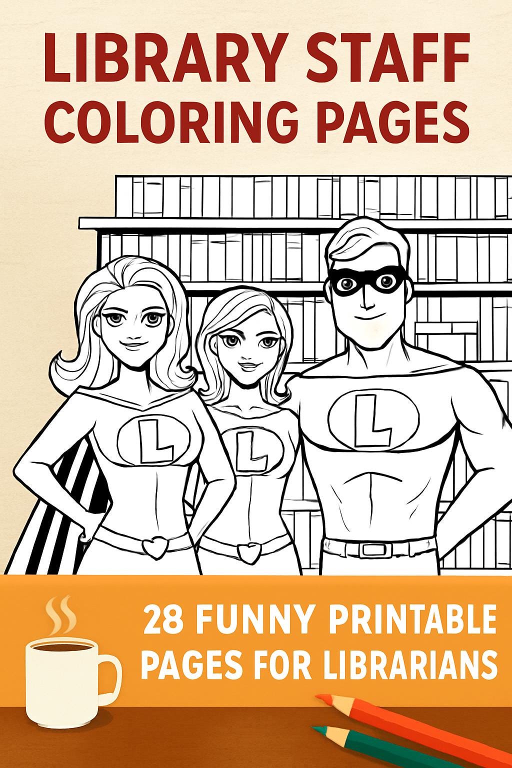 Funny Librarian Coloring Pages Printable | Library Worker Gift, Stress ...