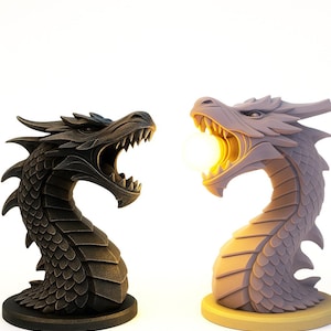 Dragon Lamp STL – Dragon Head Light File for 3D Printing, Fantasy Home ...