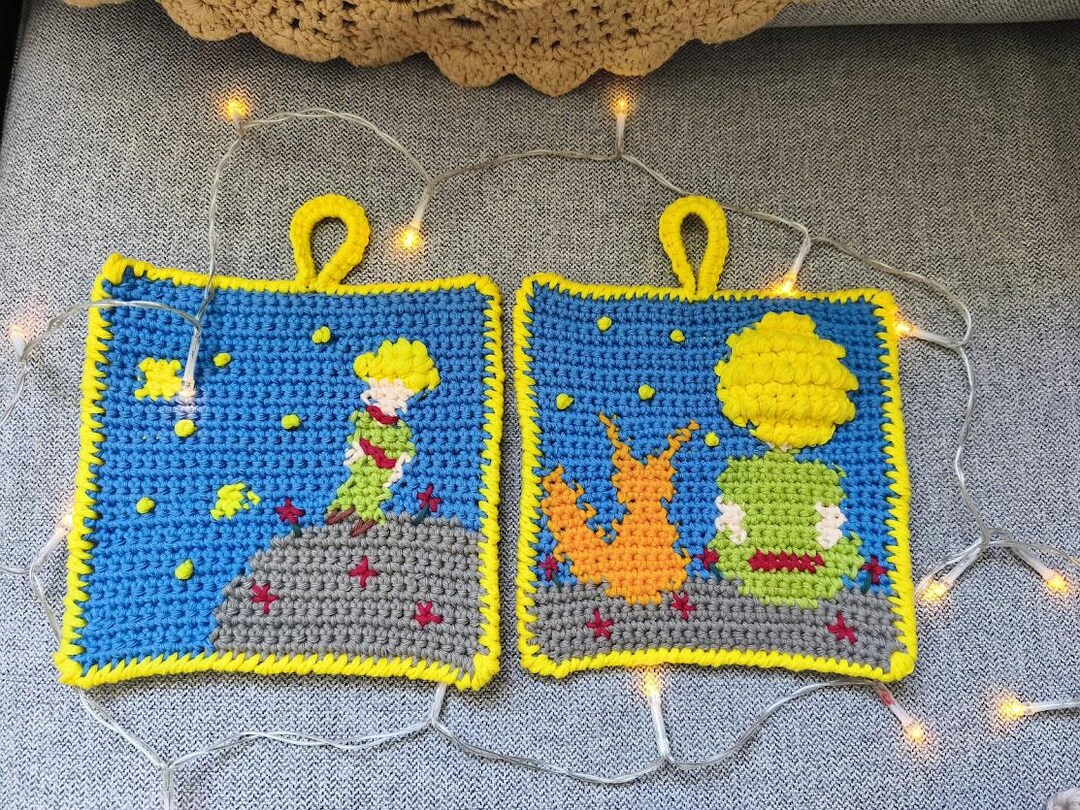 Crochet Pattern: Potholders/granny Squares "the Little Prince" - Etsy