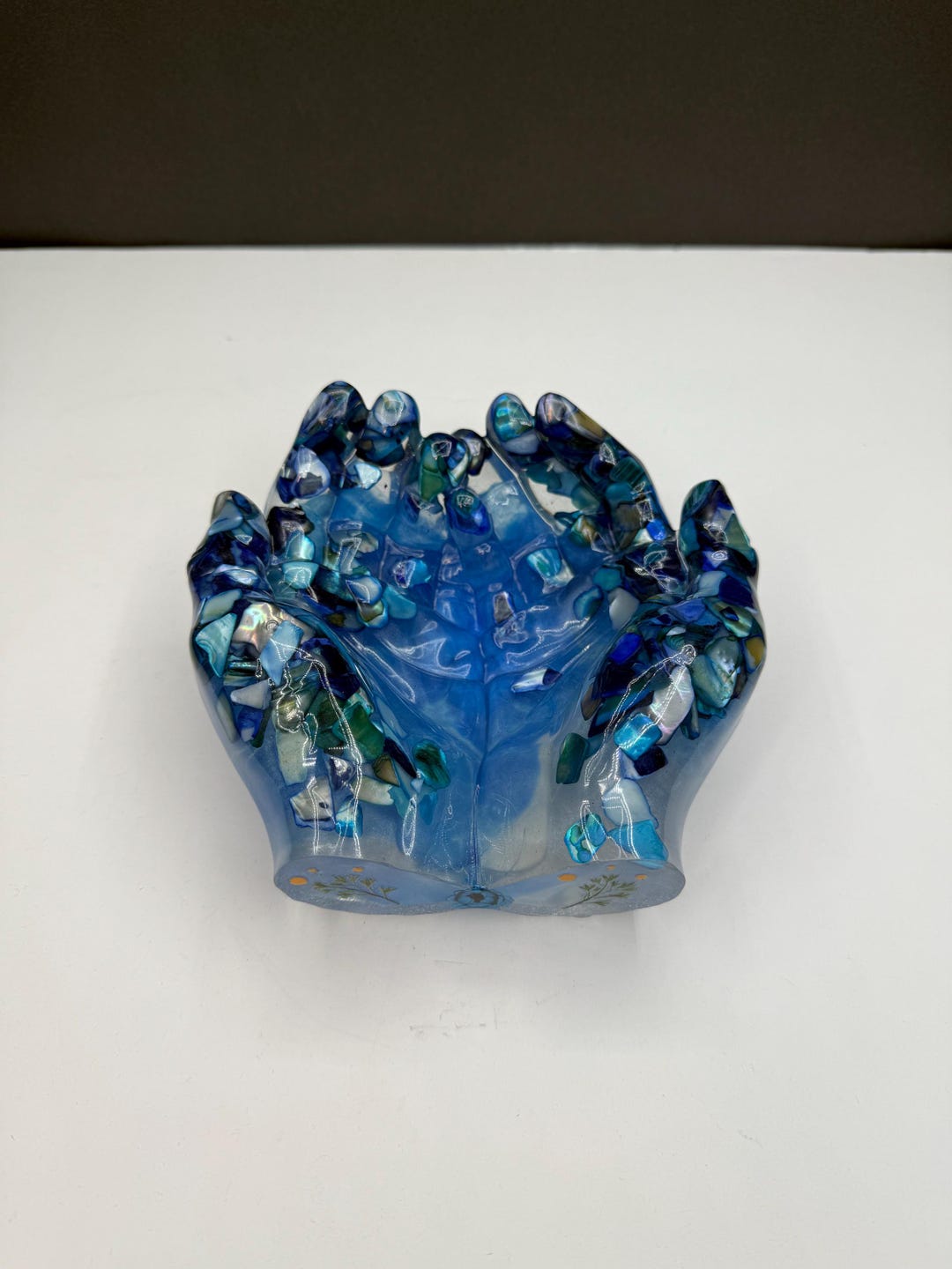 Blue Crystal Resin Hands Bowl - Etsy