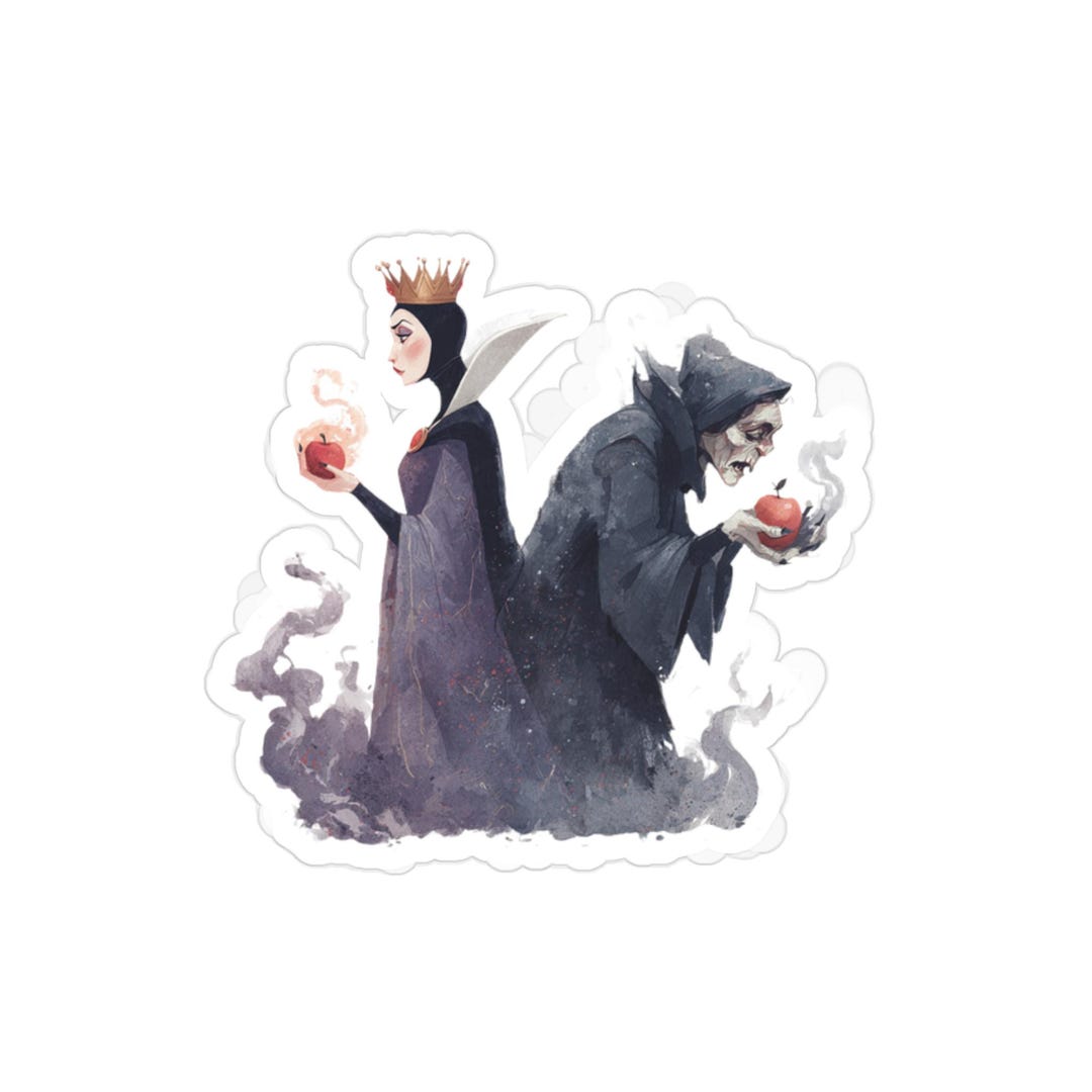 Evil Queen Transformation Sticker Two Sides Dark Fairytale Watercolor ...