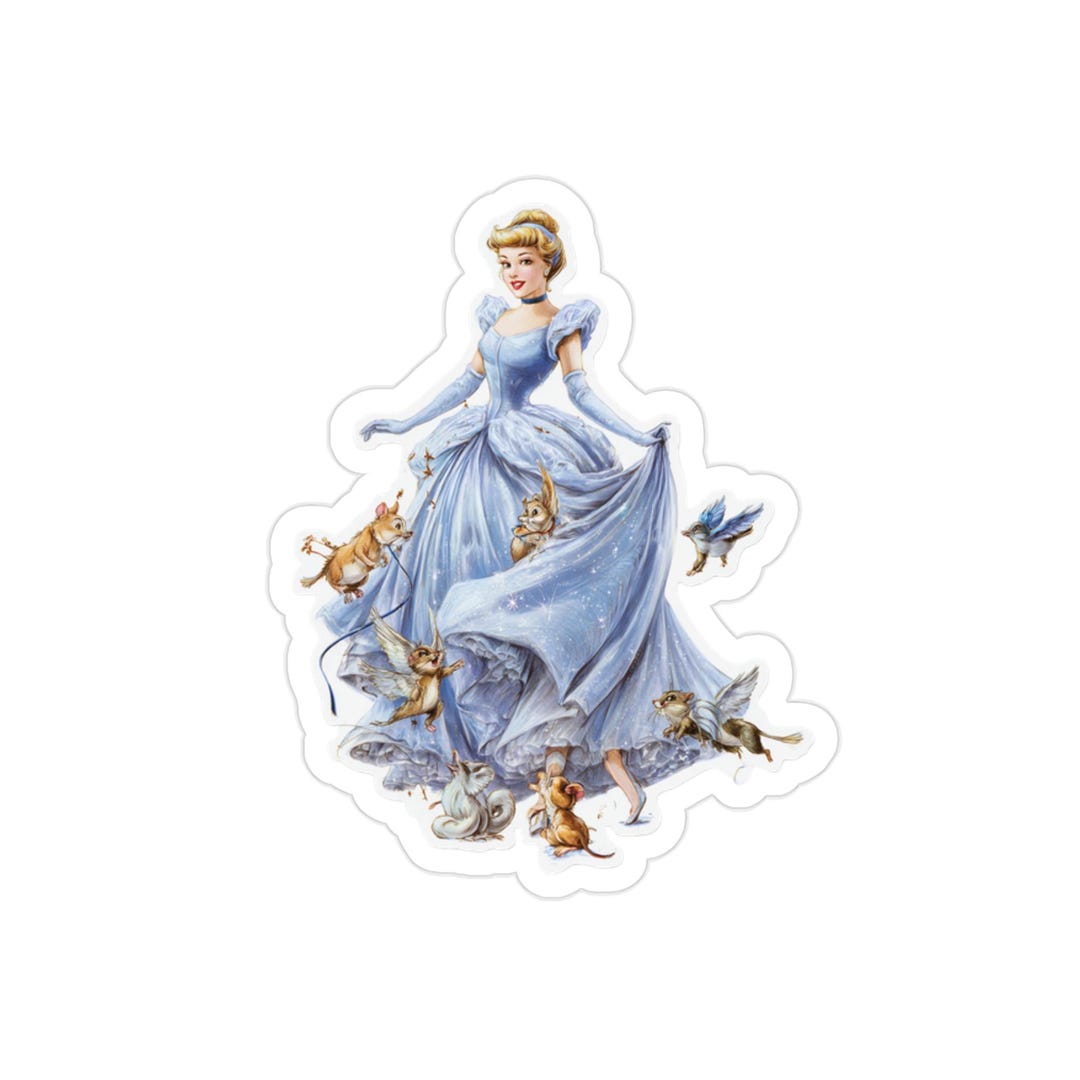 Cinderella With Animal Friends Sticker Whimsical Fairytale Scene Full ...