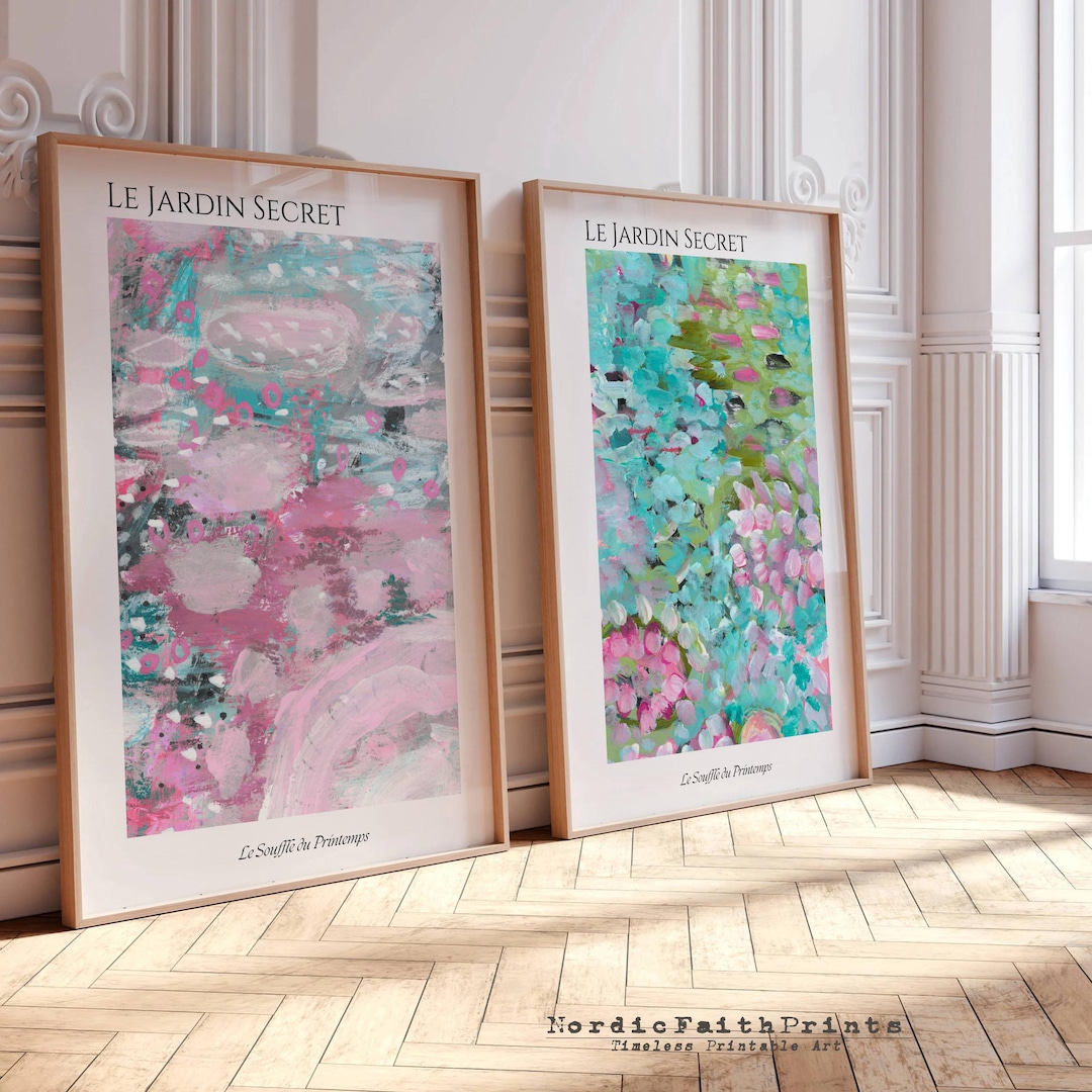Abstract Secret Garden Wall Art Set of 2, Modern Impressionist ...