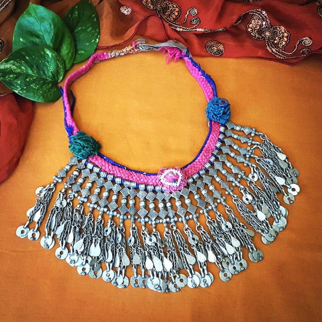 Kuchi Necklace - Vintage Afghan Nomad Necklace With Long Dangles ...