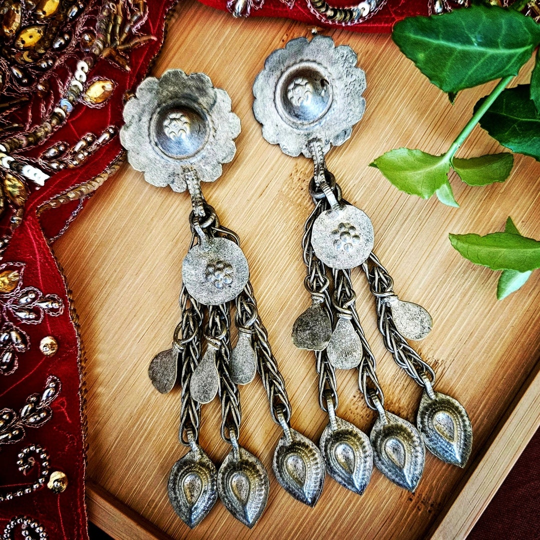 Large Matching Pair of Kuchi Buttons With Hollow Dangles Matching ...