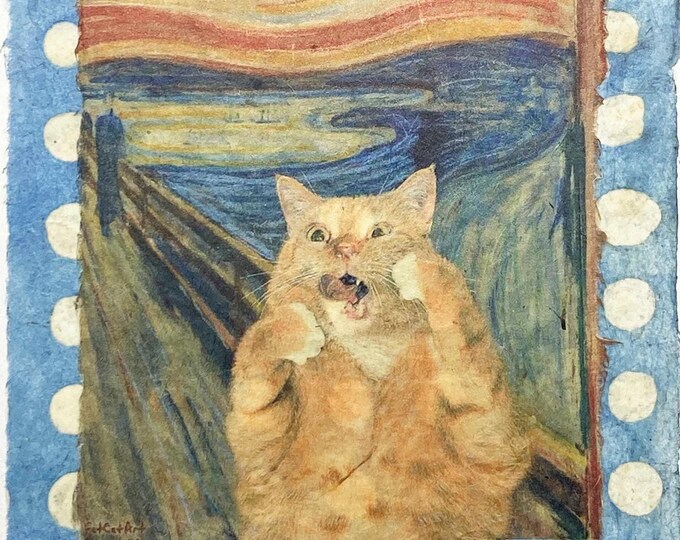 The Scream and Fat Ginger Cat Card-edvard Munch Painting Card-funny ...