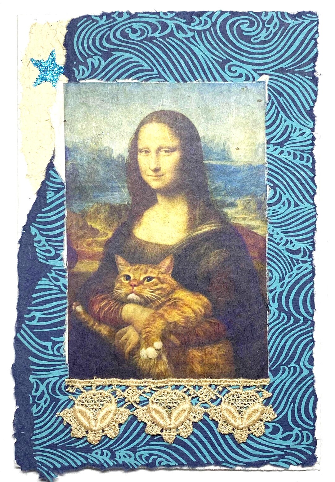 Mona Lisa Greeting Card With Cat-ginger Cat and Mona Lisa Greeting Card ...