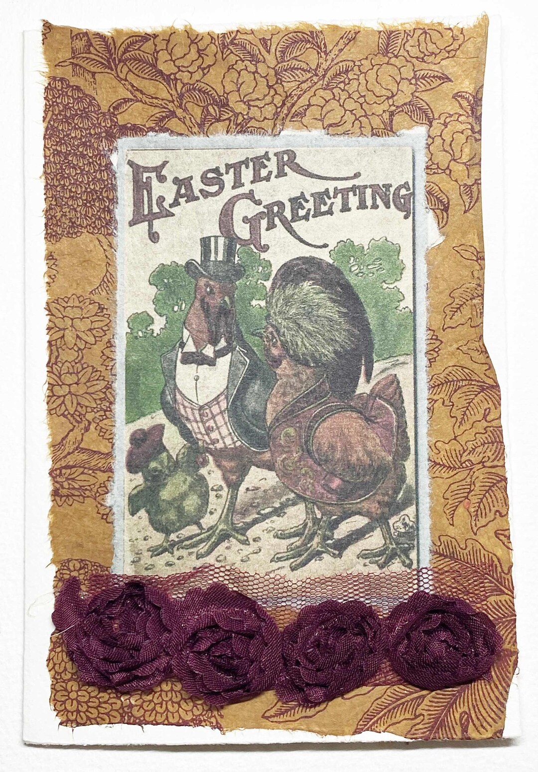 Easter Greeting Card-rooster Family Easter Dress Card-vintage Easter ...