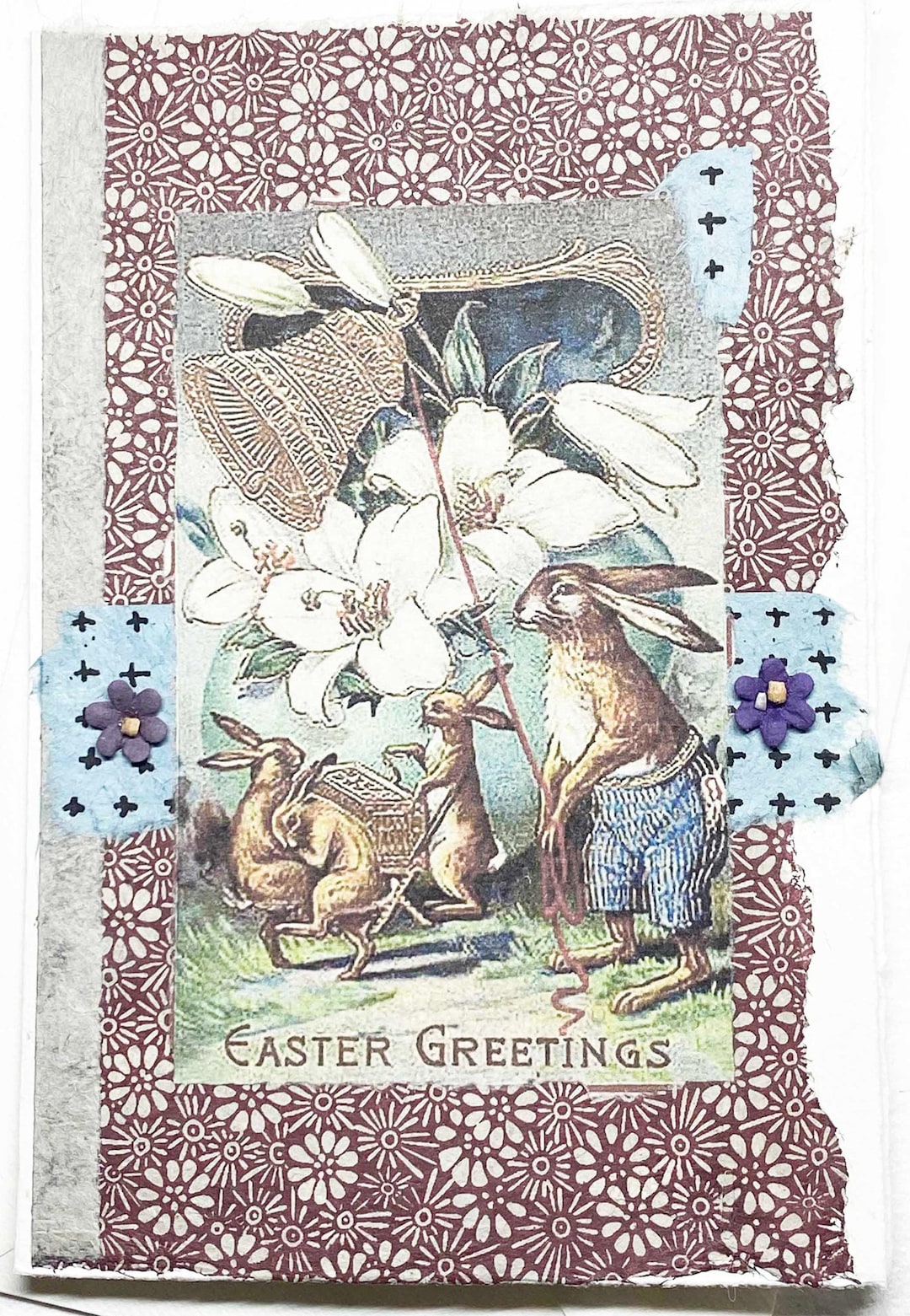 Easter Card Rabbit Ringing Bell-easter Morning Card-easter Lily Card ...