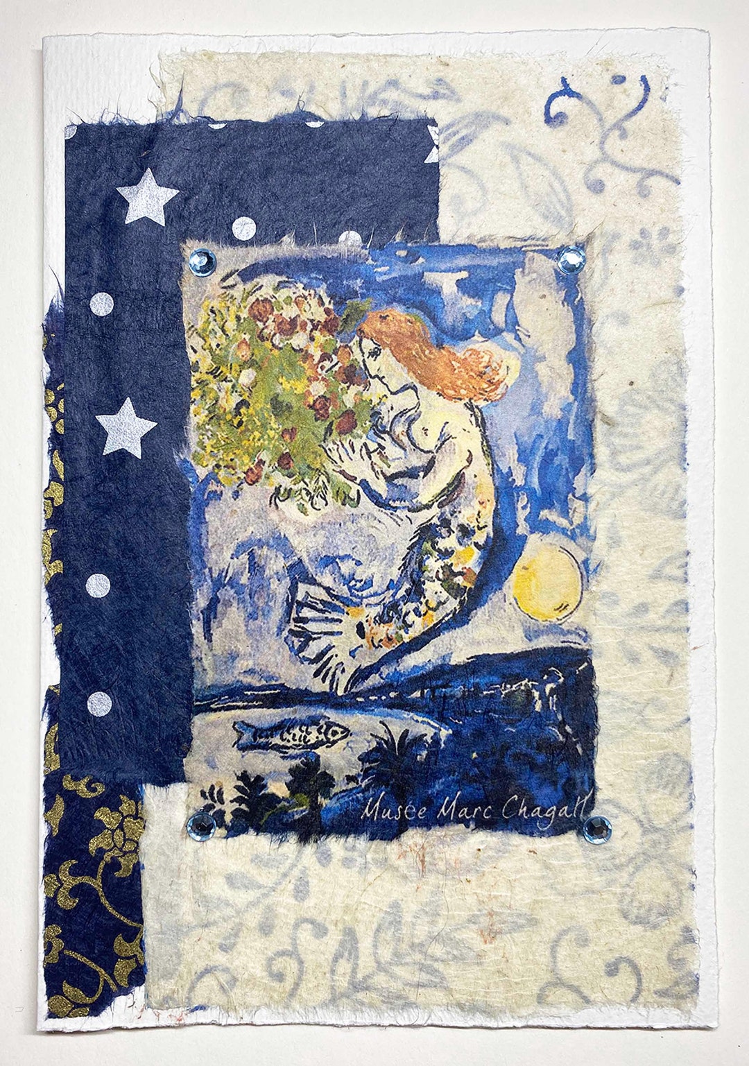 Marc Chagall Art Greeting Card-original Collage Art Card-unique Design ...