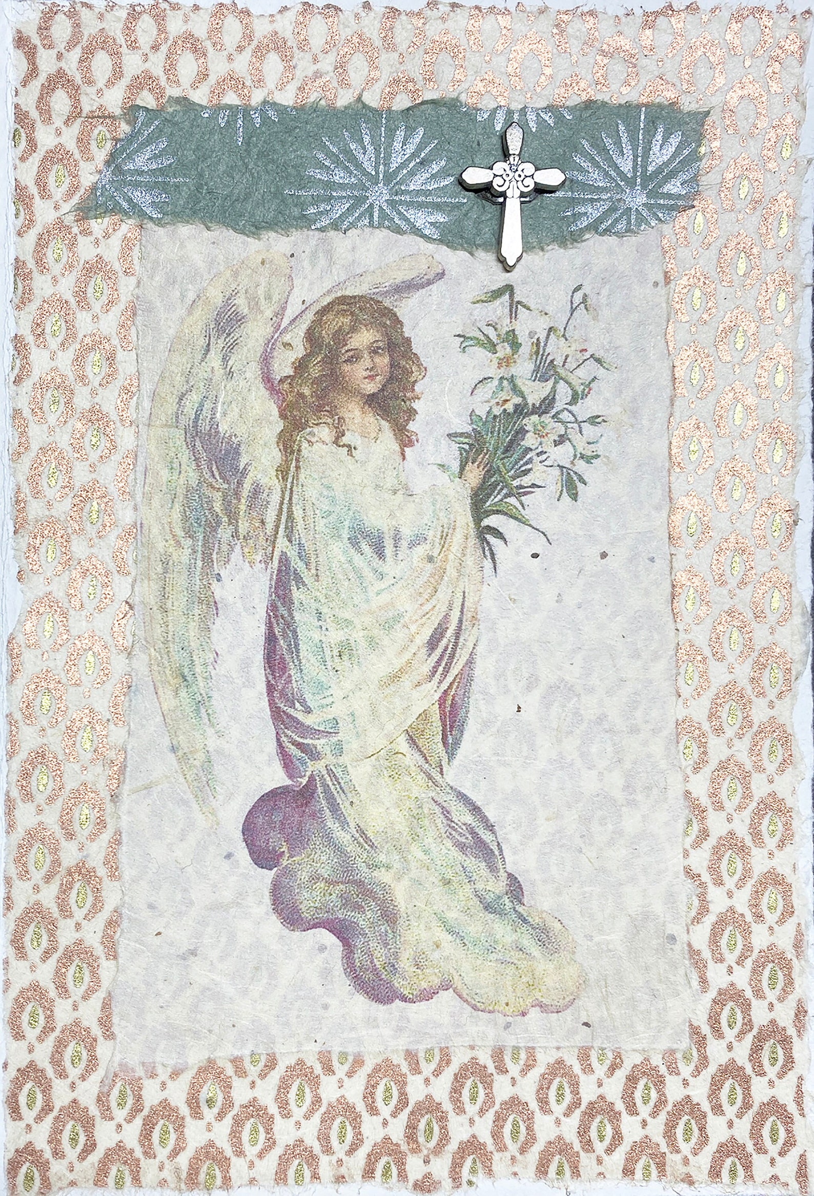 Handmade Religious Easter Card-angel With Easter Lilies-cross ...