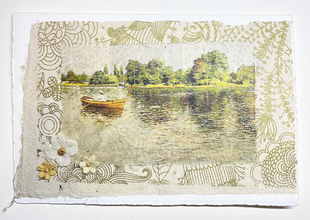 Card Boating Scene Greeting Card-summer Scene Art Card-decorated Art ...