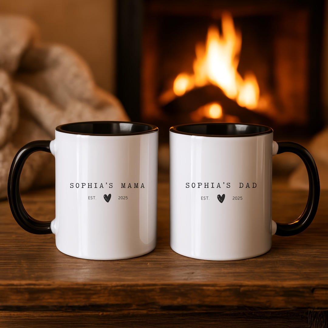 Custom Parents Mug Set, Pregnancy Reveal Gift for Mom and Dad, First ...