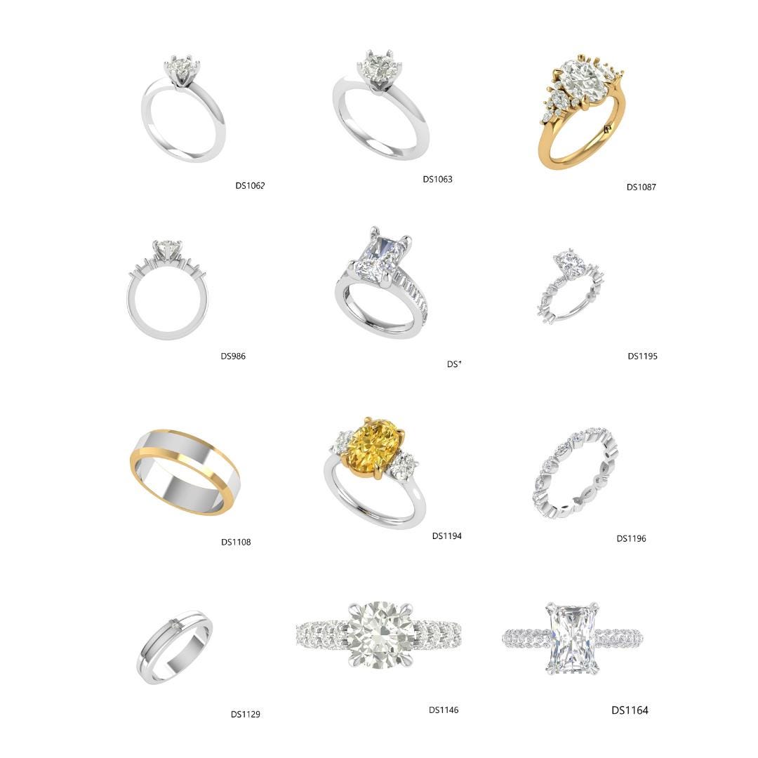 12 Rings Ring CAD Design Bundle | Fine Jewelry Rings | Digital Download ...