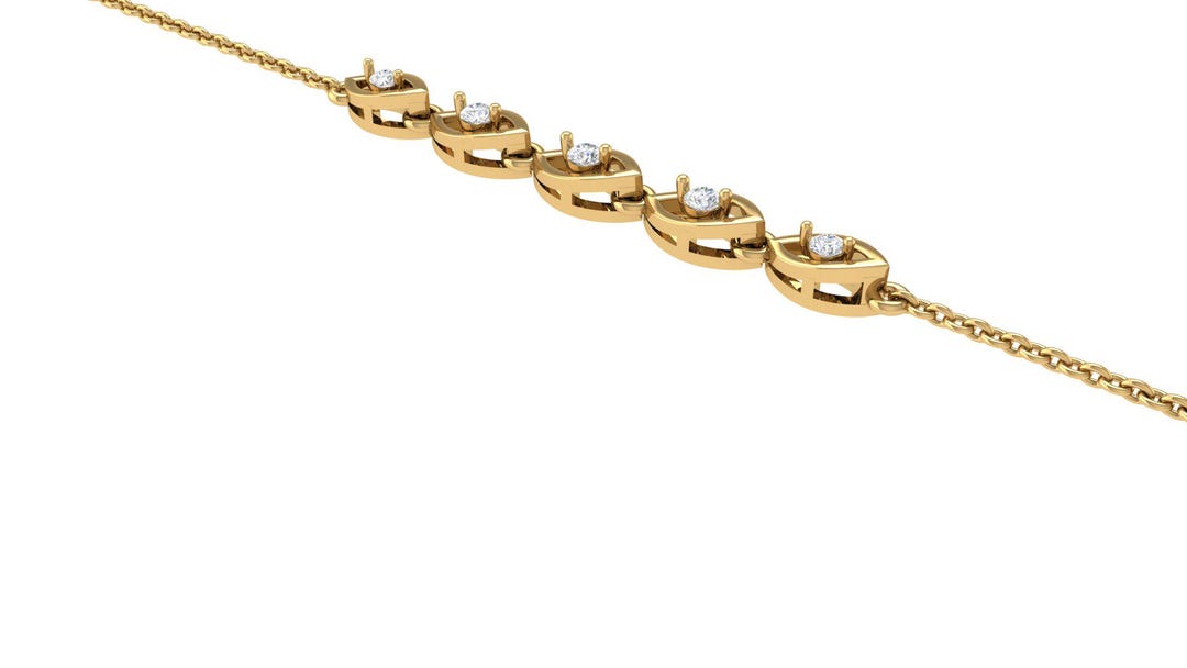 Diamond Link Bracelet STL | Gold Chain Bracelet With Leaf-shaped ...