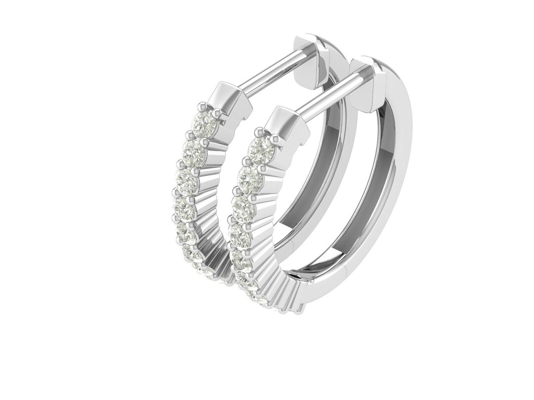 Double Row Diamond Hoop Earrings | 3D STL File for Jewelry Design | CAD ...