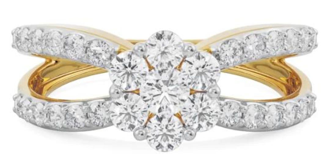 Floral Cluster Diamond Ring Design | Split Shank 3D CAD Model | STL ...
