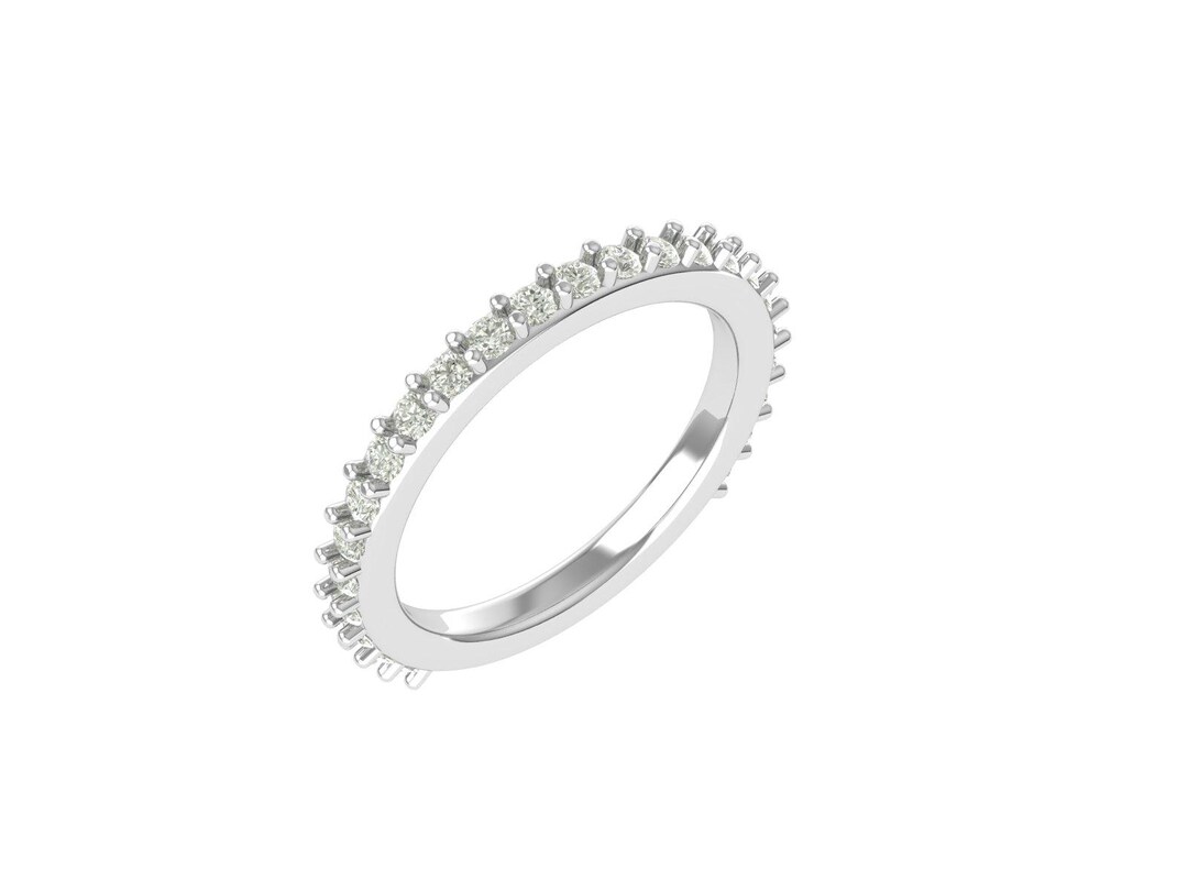 Round Diamond Prong Set Band CAD | Luxury Half Eternity Ring Design ...