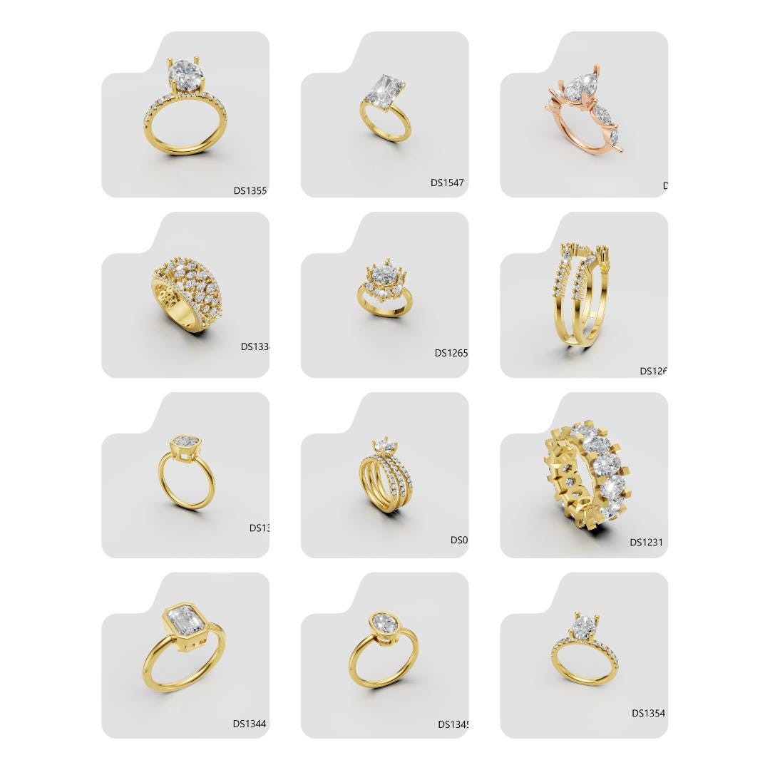 12 Rings Jewelry CAD Ring Collection | Luxury Ring Designs | Digital ...