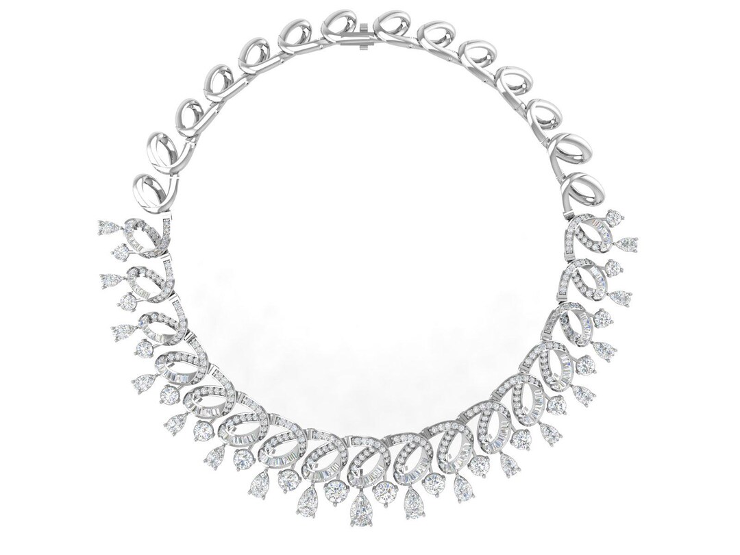 Twisted Oval Diamond Necklace CAD Design | Luxury Diamond Drop Necklace ...