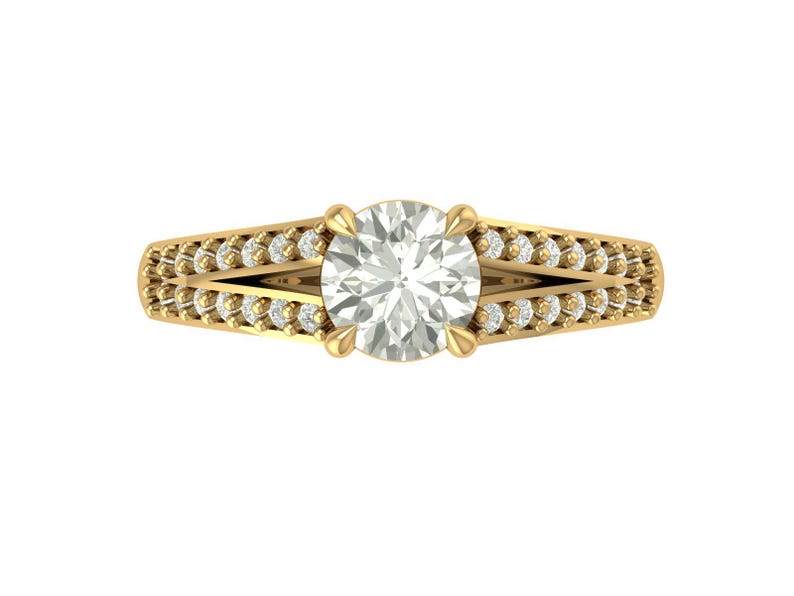 Diamond Engagement Ring CAD Design | Yellow Gold Solitaire Ring With ...