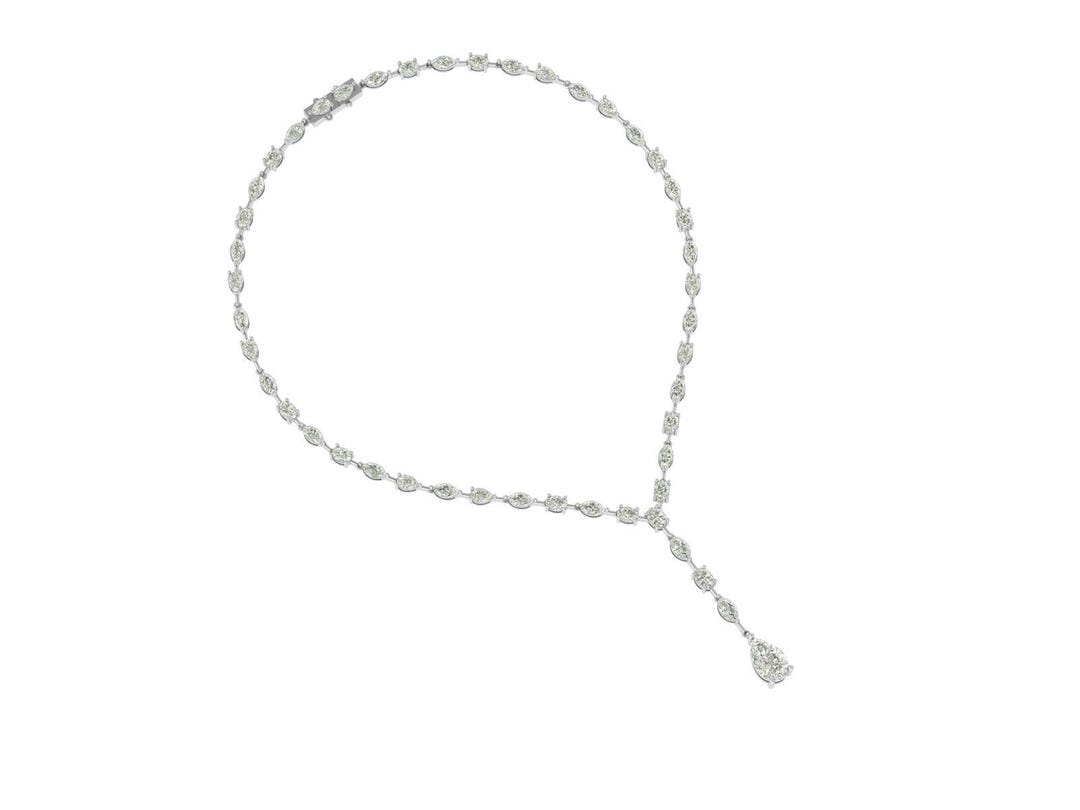 Diamond Lariat Necklace CAD Design | Marquise & Round Diamond Y ...