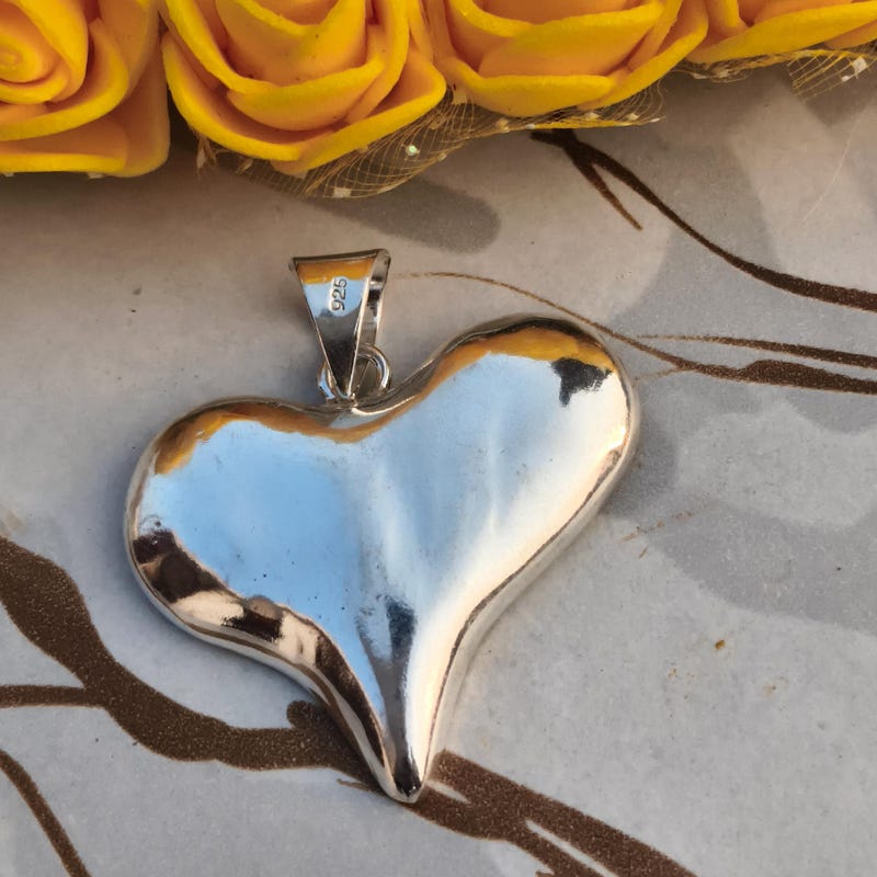Puffy Silver Heart 925 - Etsy