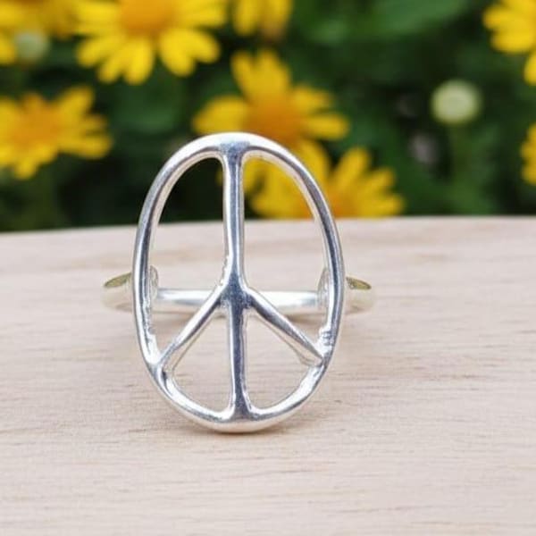Oval Silver Peace Sign - Etsy UK