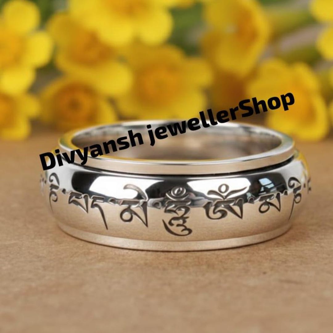 Sterling Silver Mantra Ring • Om Mani Padme Hum, Tibetan Buddhist ...