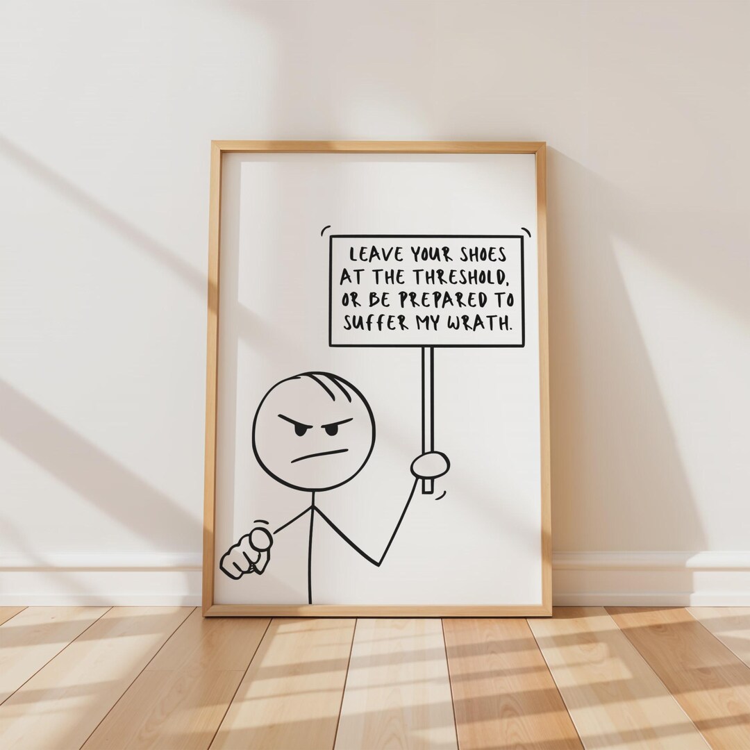 Funny No Shoes Sign: Humorous Entryway Stick Figure Art (digital ...