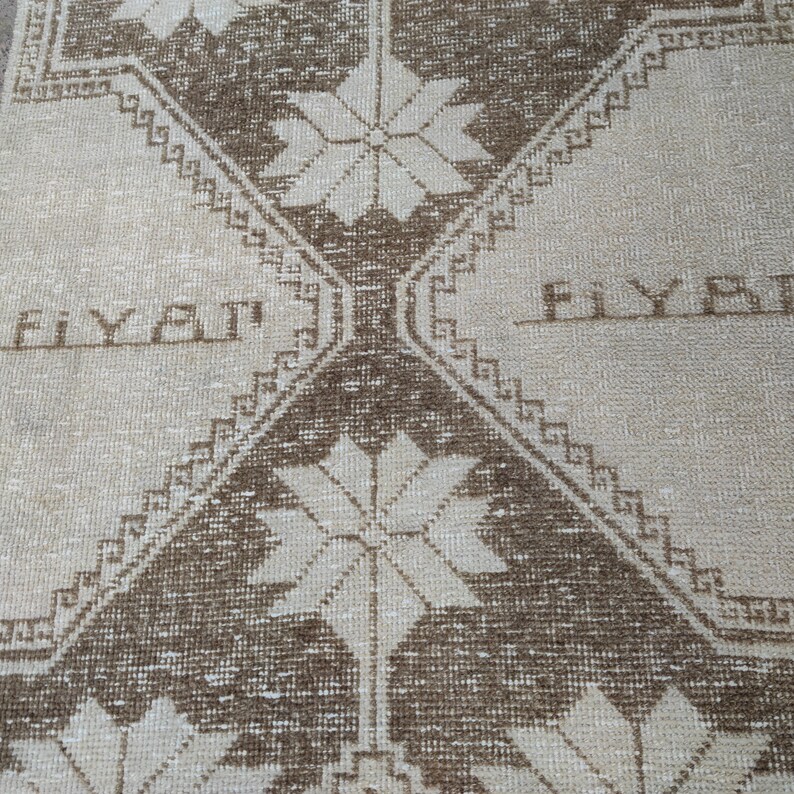 3x12 Vintage Runner Brown & Cream: Turkish Neutral Medallion Rug - Etsy ...