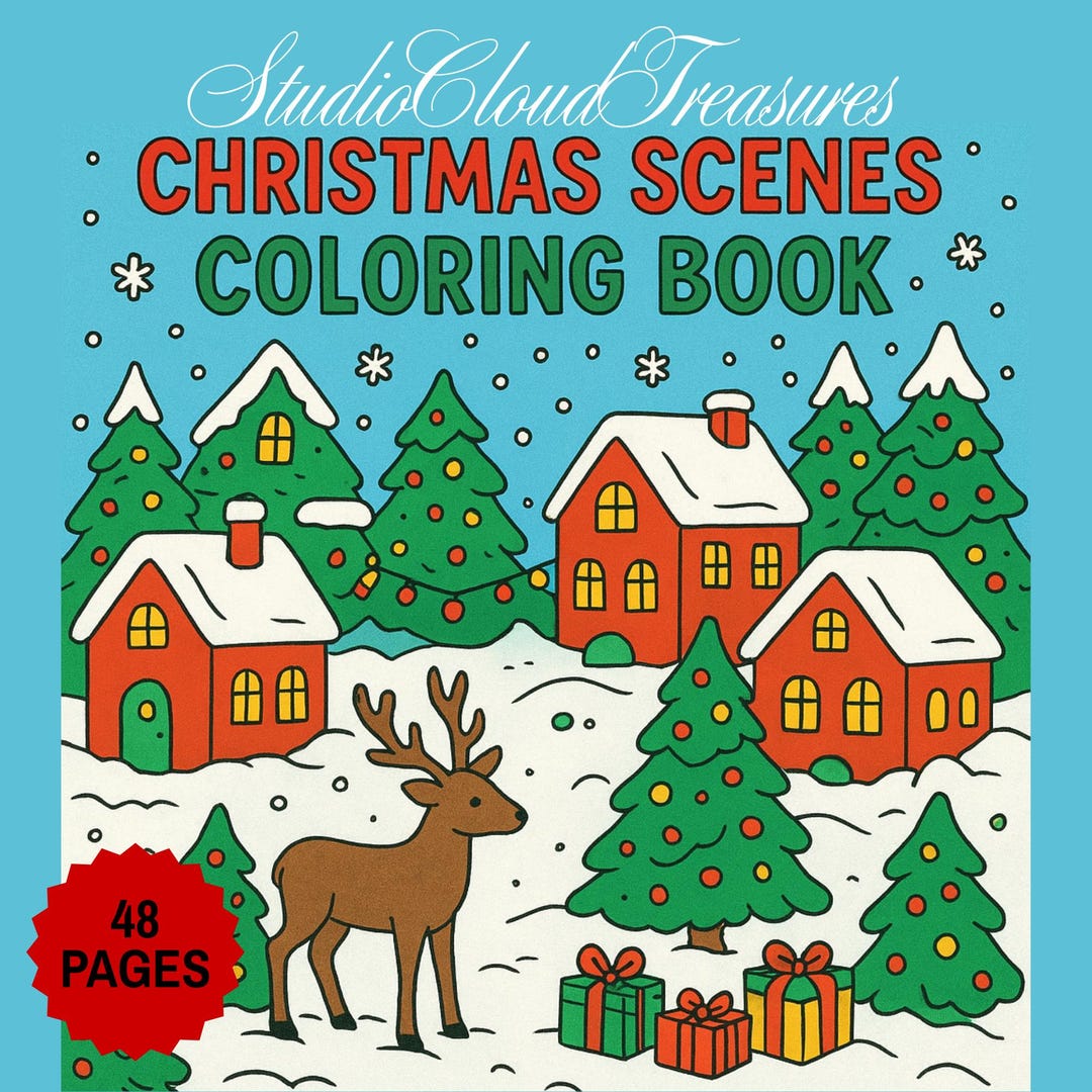 Christmas Coloring Book Printable 8.5x11 | 48 Holiday Coloring Pages ...