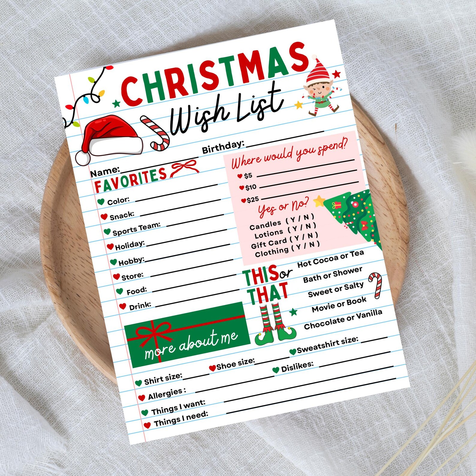 Christmas Wish List Printable – Fun Holiday Template for Kids & Adults ...