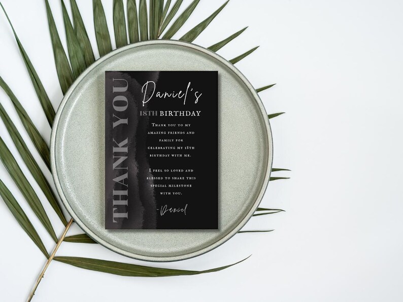 Modern 18th Birthday Thank You Card: Black & White Printable (5x7 ...