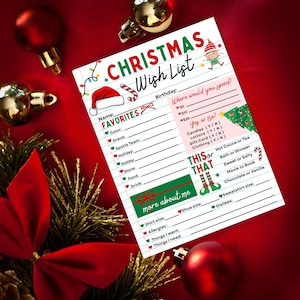 Christmas Wish List Printable – Fun Holiday Template for Kids & Adults ...