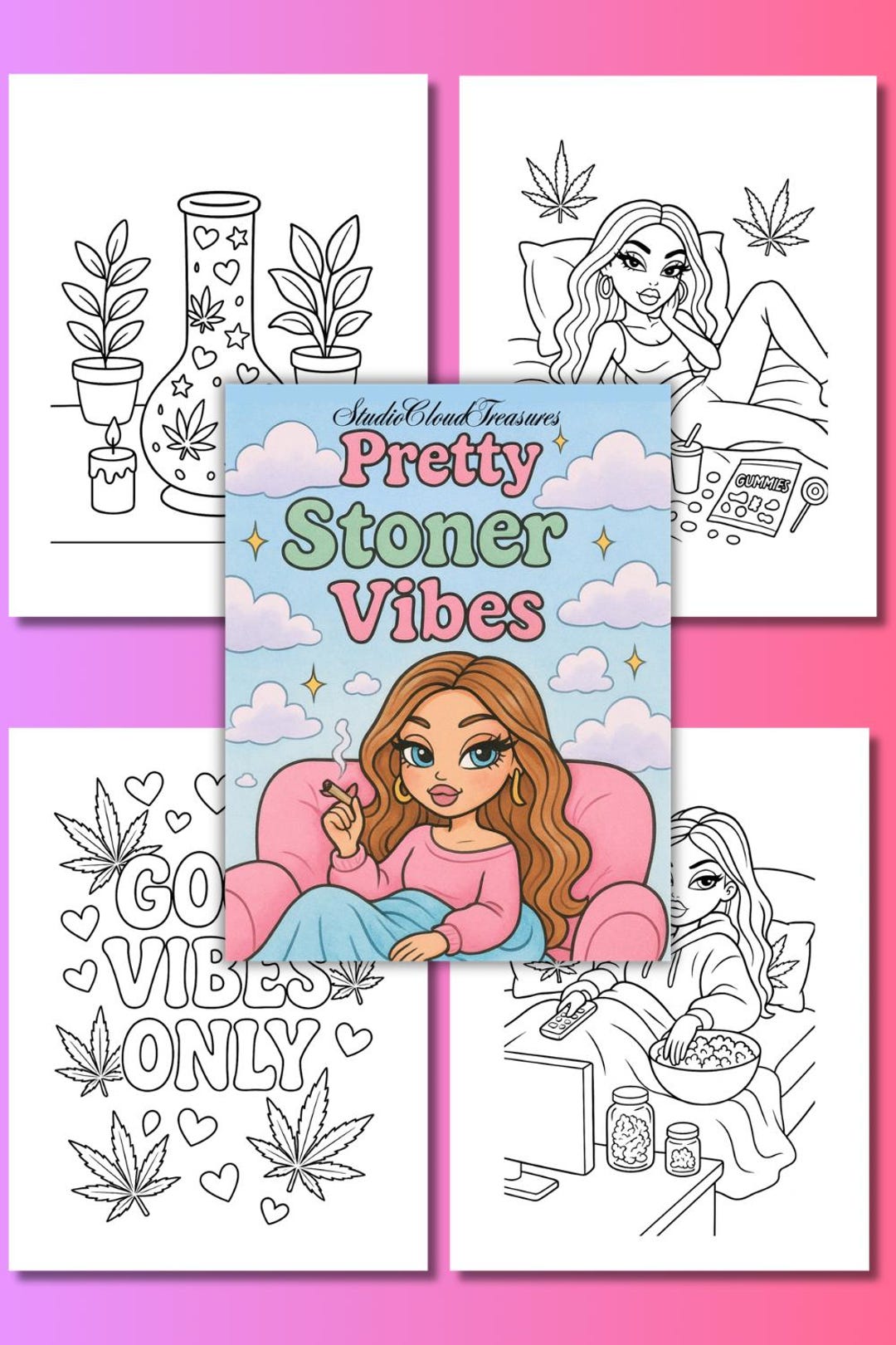 Stoner Coloring Book for Adults | Cute Girly Cozy Coloring Pages ...