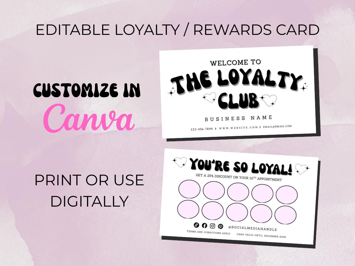 Editable Loyalty Card Template: Canva Rewards Card Design (digital ...