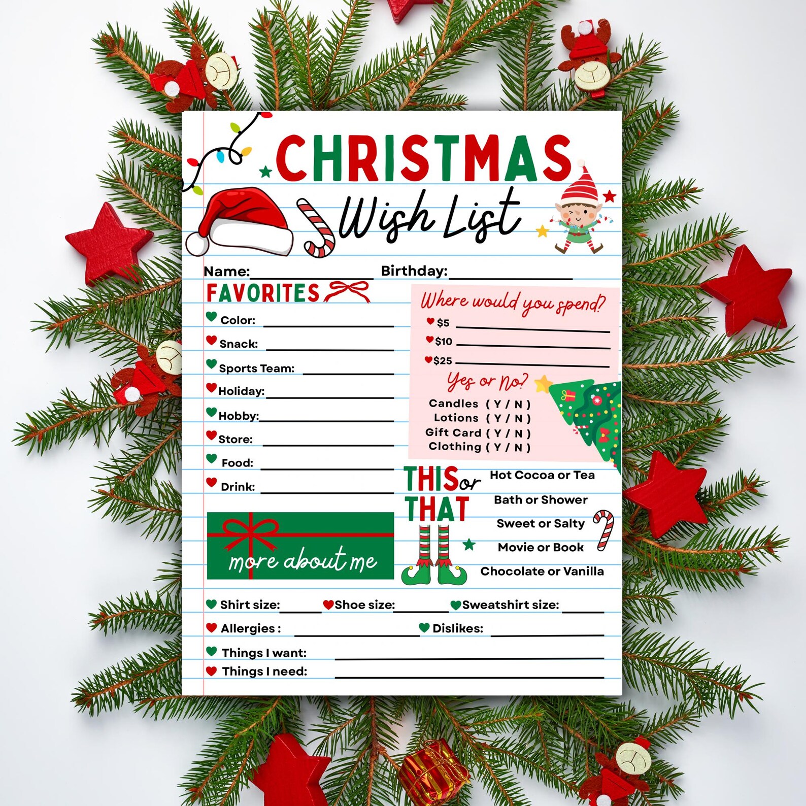 Christmas Wish List Printable – Fun Holiday Template for Kids & Adults ...