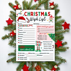 Christmas Wish List Printable – Fun Holiday Template for Kids & Adults ...