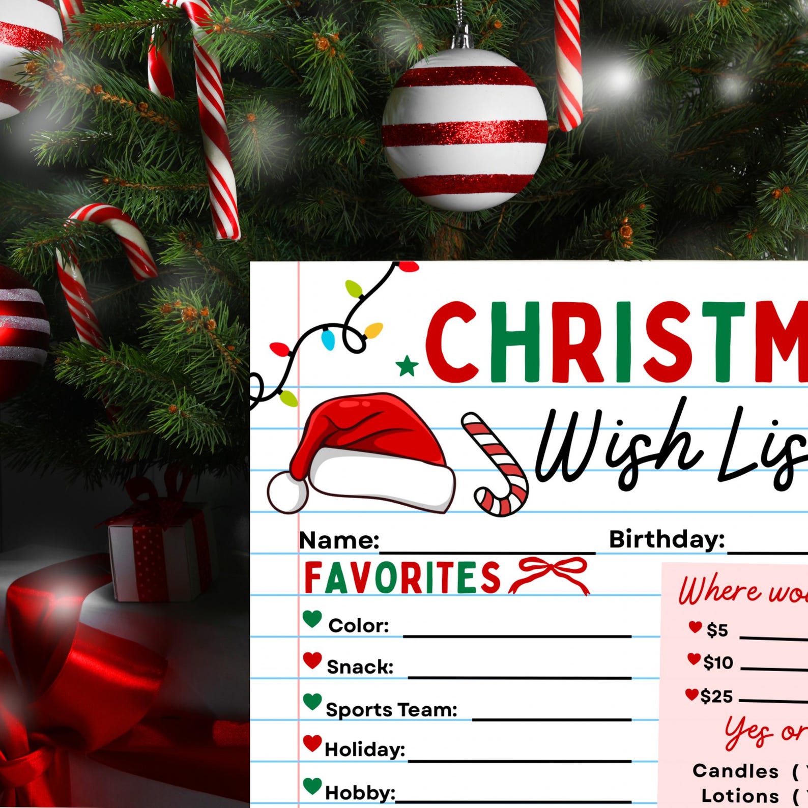 Christmas Wish List Printable – Fun Holiday Template for Kids & Adults ...