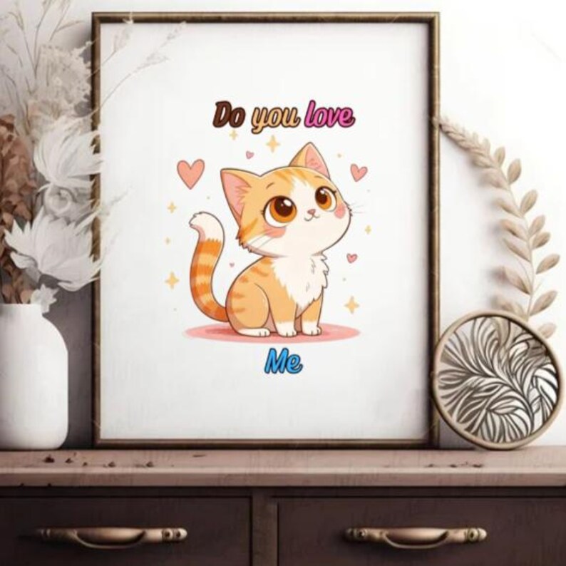 Cute Cat Clipart PNG | 8.5x8.5" Funny Kawaii Kitty Sublimation Design ...