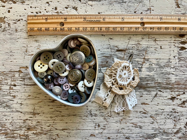 Shabby Vintage Button Tin Gift Pack for Junk Journals, Mixed Media ...