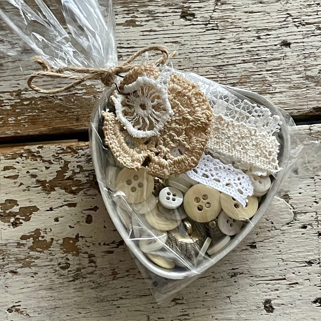 Shabby Vintage Button Tin Gift Pack for Junk Journals, Mixed Media ...