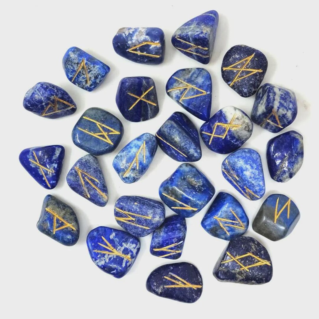 Hand Carved Lapis Lazuli Rune Set – Norse Divination Tool - Etsy