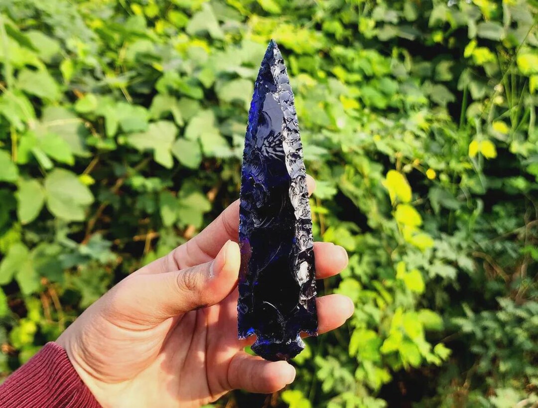 Blue Obsidian Spearhead Large Arrowhead Crystal Healing, Crystal ...