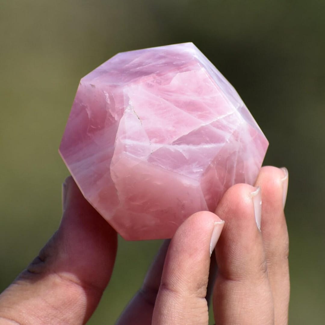 Rose Quartz Dodecahedron Sphere: Handmade Reiki Healing Crystal Ball - Etsy