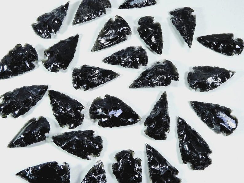 50 Hand Carved Black Obsidian Arrowheads: Bulk Crystal Carving Stone - Etsy