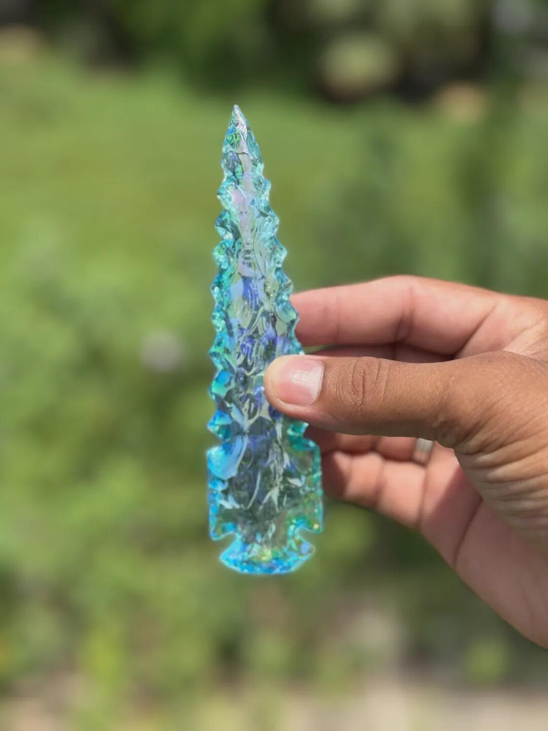 Angel Aura Obsidian Arrowhead: Blue Aqua Crystal Gemstone, 5.5-6" - Etsy