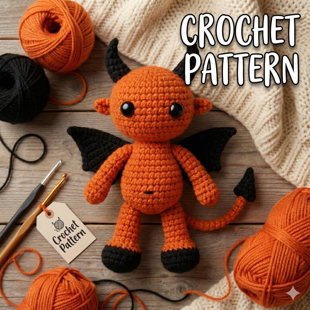 Amigurumi Devil Crochet Pattern PDF, Cute Devil Toy, DIY Crochet Doll ...