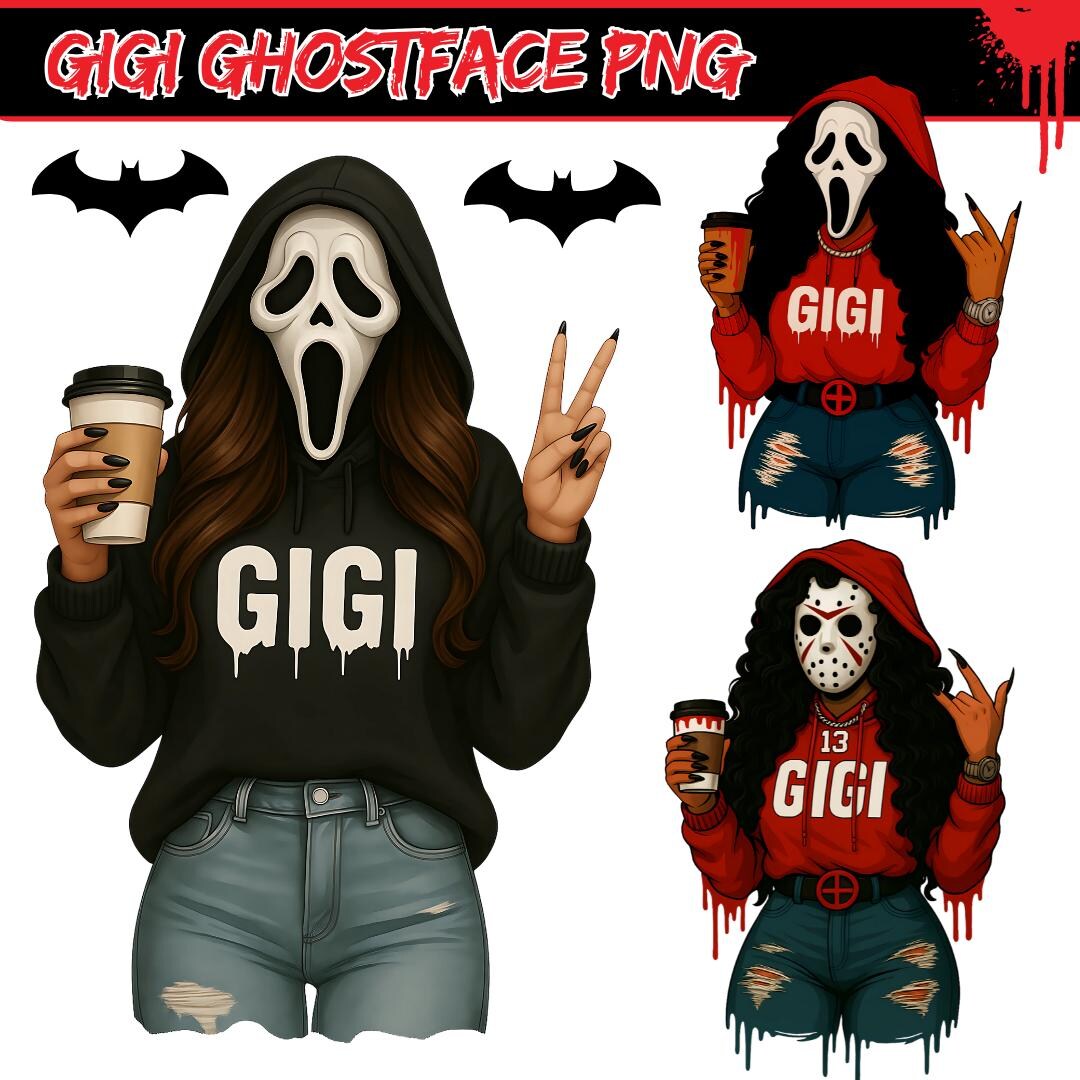Gigi Ghostface PNG Bundle | Horror Girl Halloween Coffee Clipart ...